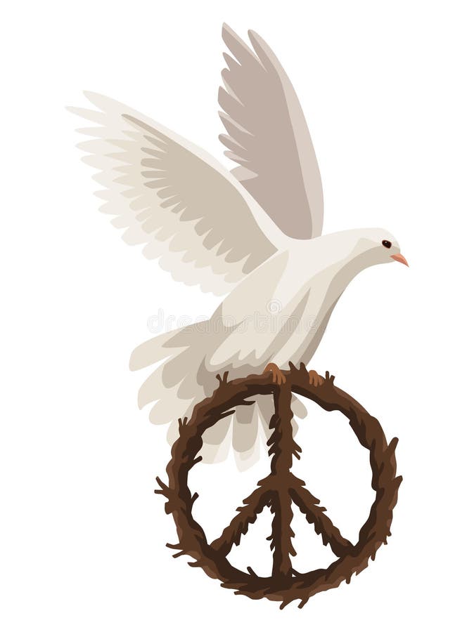 Dove with peace symbol stock vector. Illustration of hope - 254884087