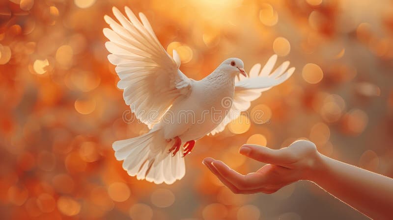 Dove and Praying Hands at Sunrise Symbolizing Freedom and Easter Joy ...