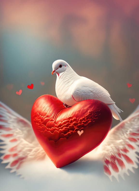 Dove resting on a heart stock illustration. Illustration of bird ...