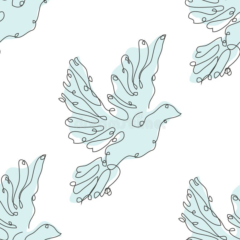Dove seamless line art stock vector. Illustration of line - 189570677