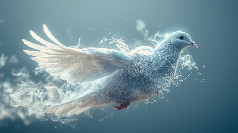 Dove in the Sky. Low Poly Wireframe Style. Symbolizing Peace, Freedom ...