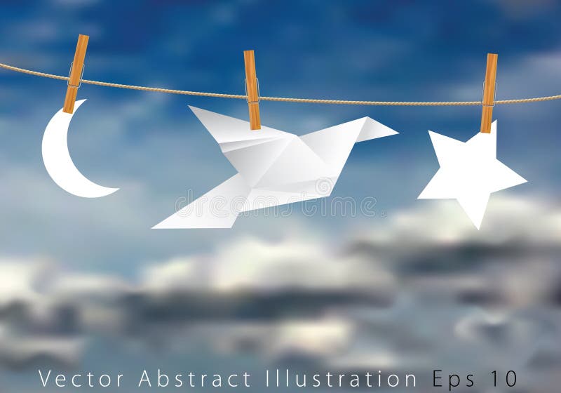 Dove star and moon stock vector. Illustration of attached - 88884102