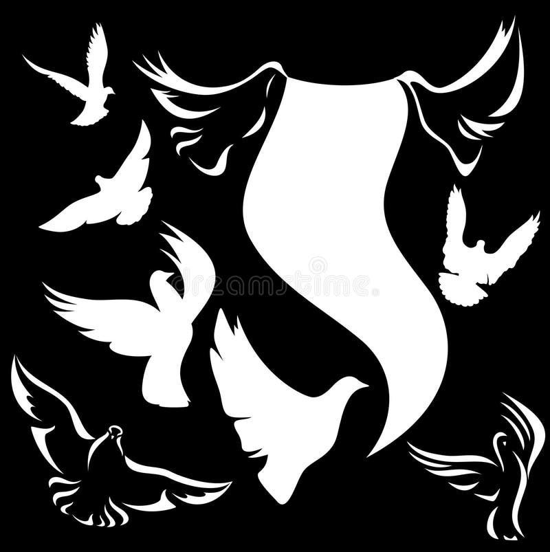 Doves Holding Banner Stock Illustrations – 29 Doves Holding Banner ...