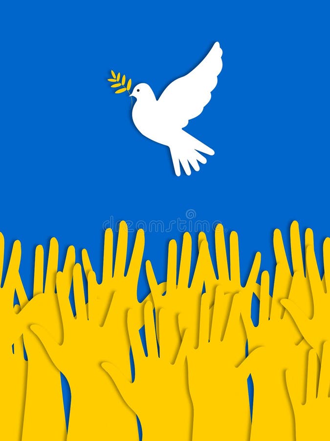 Vertical Poster with Dove of Peace in Paper Cut Style. Hands of the ...