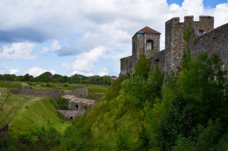 Dover Castle Fortified Wall Stock Image - Image of attraction, outer ...