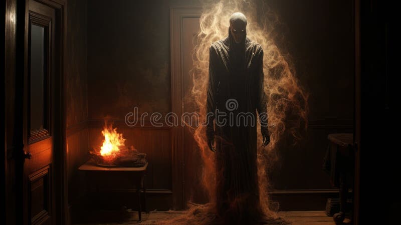 Abstract and Terrifying Image of the Dover Demon in a Hidden Room Stock ...