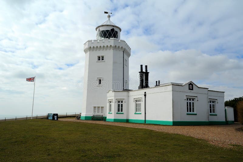 Dover South Foreland Lighthouse Stock Image - Image of shipping, cliffs ...