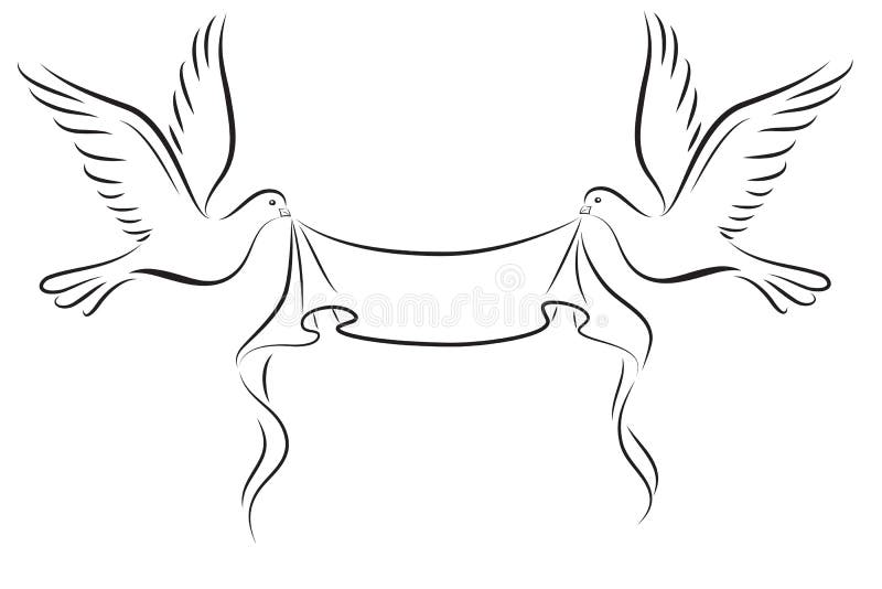 Doves carrying a ribbon. stock vector. Illustration of outlines - 86082148