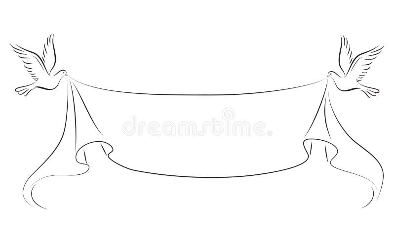 Dove With Ribbon Drawing