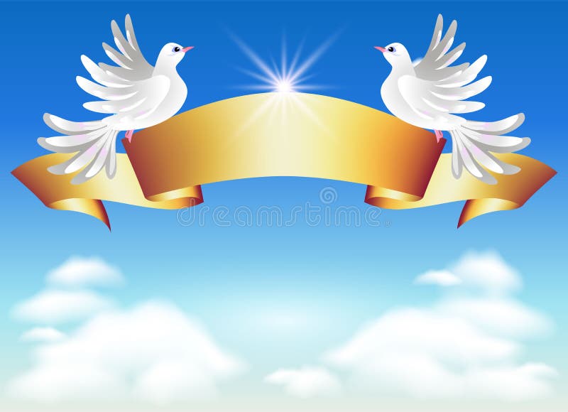 Doves and golden ribbon stock vector. Illustration of hotspot - 19100743