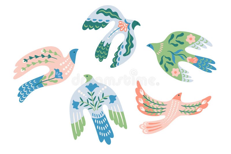 Doves of Peace. Vector Isolated Illustration for Card, Poster, Flyer ...