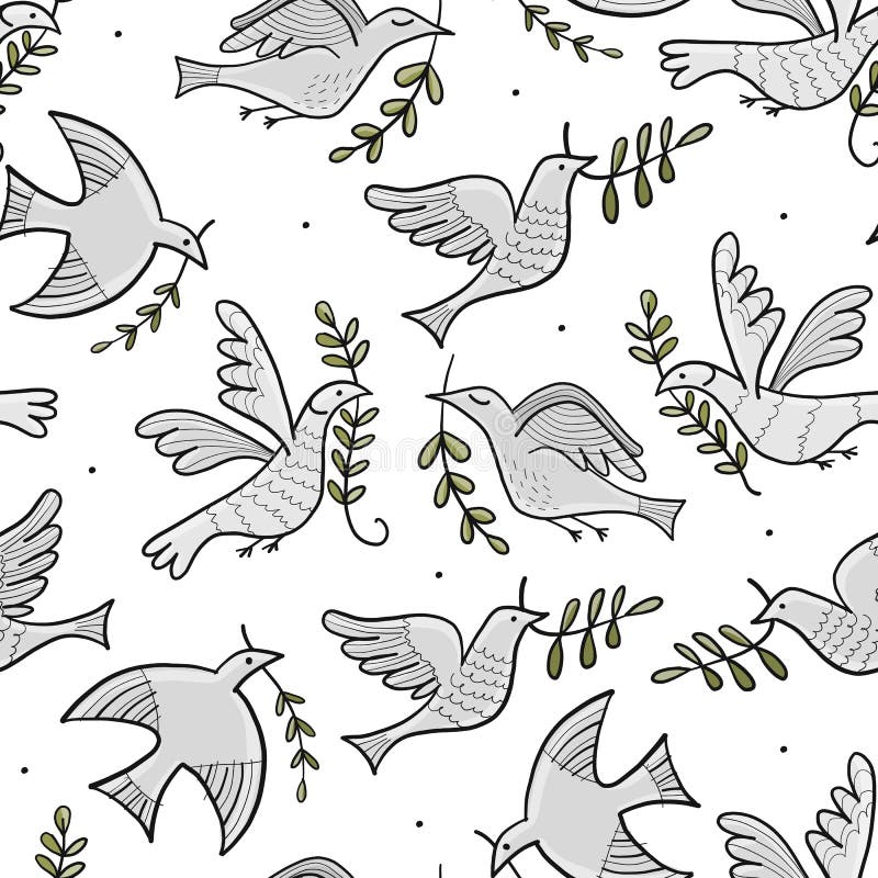Doves, Seamless Pattern for Your Design Stock Vector - Illustration of ...