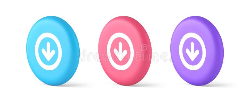 Down Arrow Circle Frame Button Web Interface Pointer Navigation App 3d ...