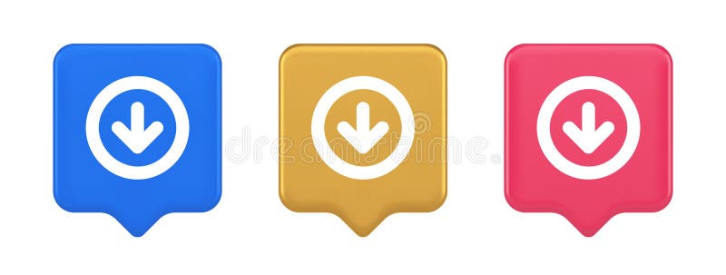 Down Arrow Circle Frame Button Web Interface Pointer Navigation App 3d ...