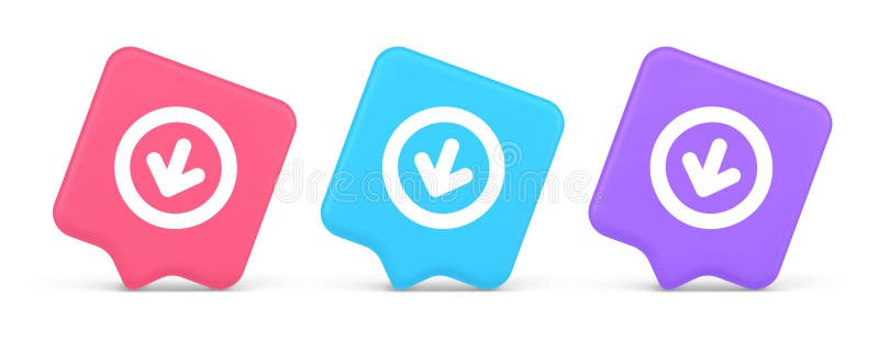 Down Arrow Circle Frame Button Web Interface Pointer Navigation App 3d ...