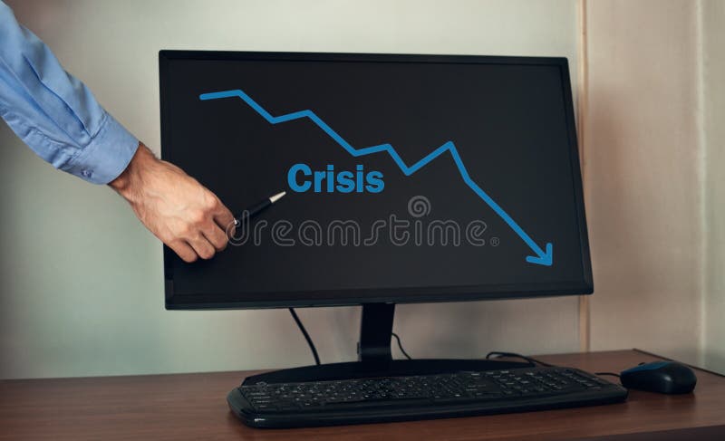 Down Arrow on Computer Screen. Stock Photo - Image of technology ...