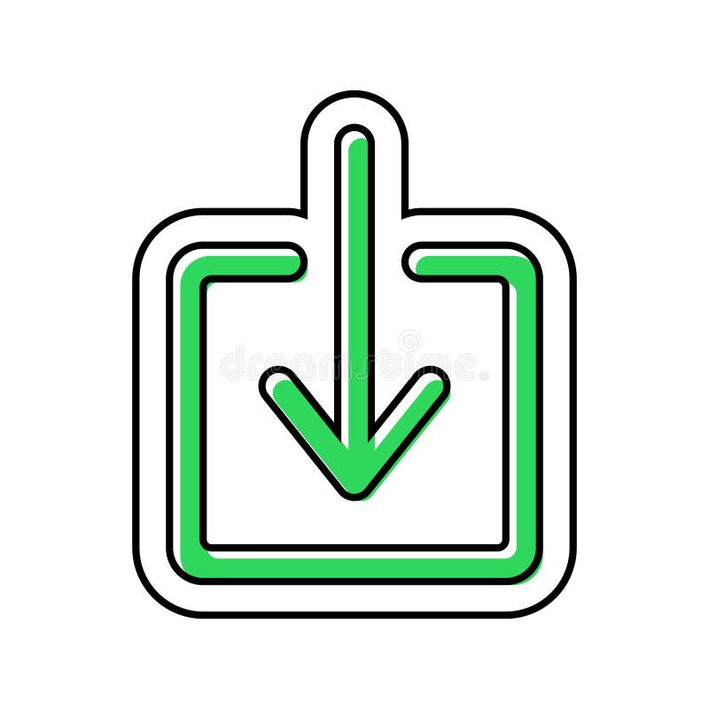 Down Arrow Data Loading Color Icon Vector Illustration Stock ...