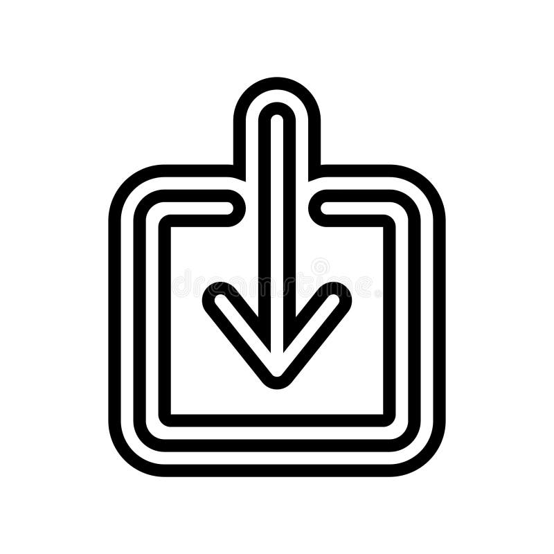 Down Arrow Data Loading Line Icon Vector Illustration Stock ...