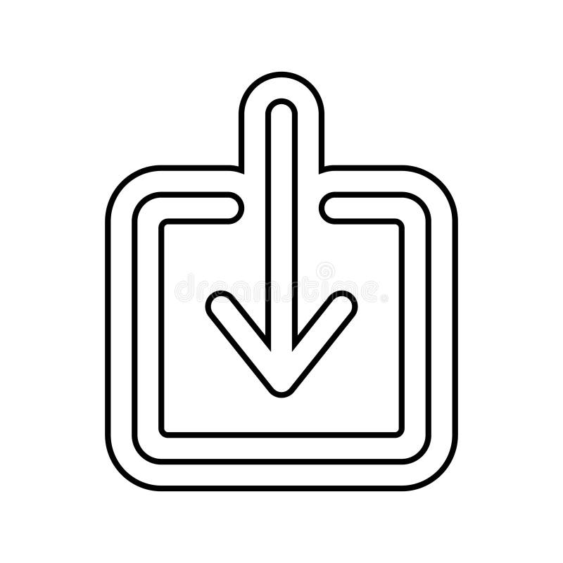 Down Arrow Data Loading Line Icon Vector Illustration Stock ...