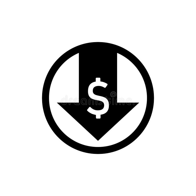 Down Arrow, Dollar Depreciation Icon. Money Value Down On Isolated ...