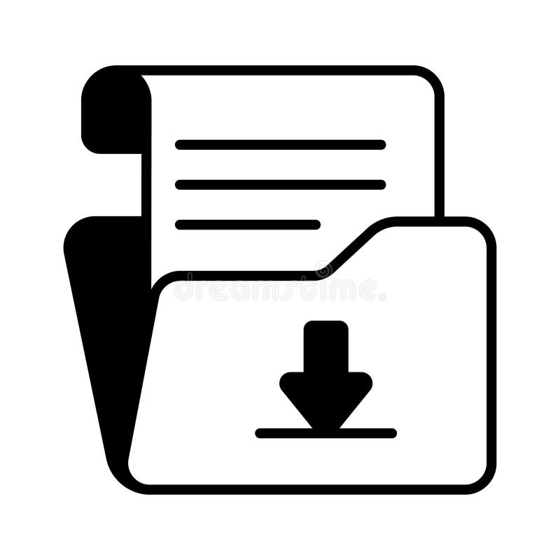 Down Arrow on File Folder Depicting Vector of File Download in Modern ...