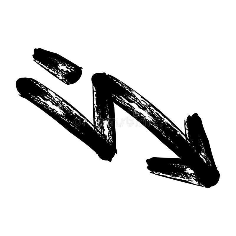 Down Arrow Geometric Shape Brush Doodle Stock Vector - Illustration of ...