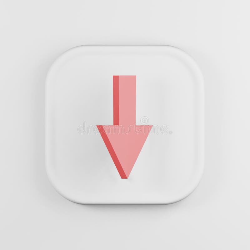 Down Arrow Icon Cartoon Style. 3d Rendering White Square Key Button ...