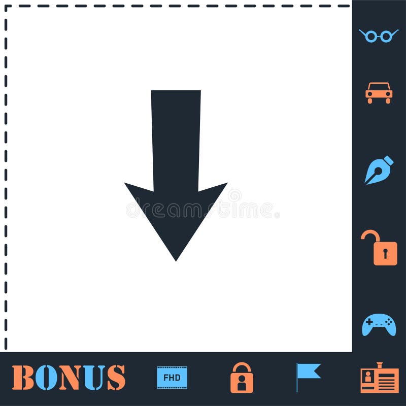 Down arrow icon flat stock vector. Illustration of design - 149207665