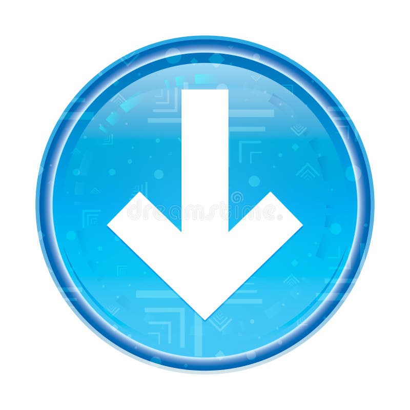 Down Arrow Icon Floral Blue Round Button Stock Illustration ...