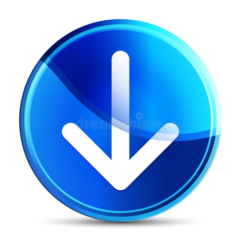 Down Arrow Icon Glassy Vibrant Sky Blue Round Button Illustration Stock ...