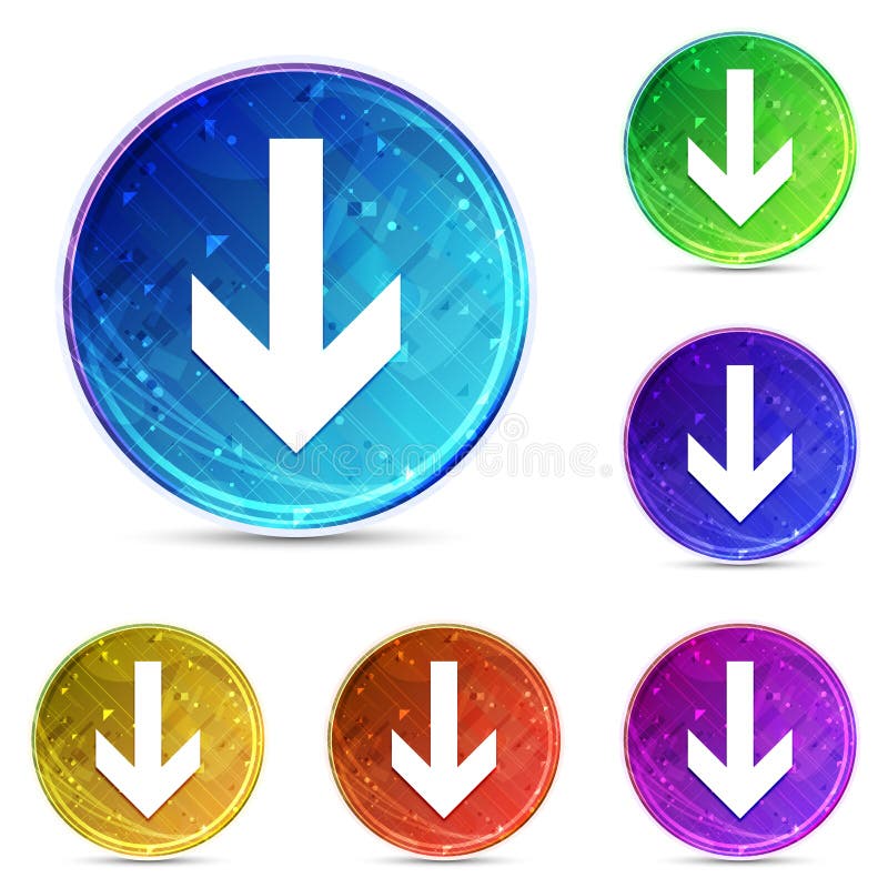 Down Arrow Icon Digital Abstract Round Buttons Set Illustration Stock ...