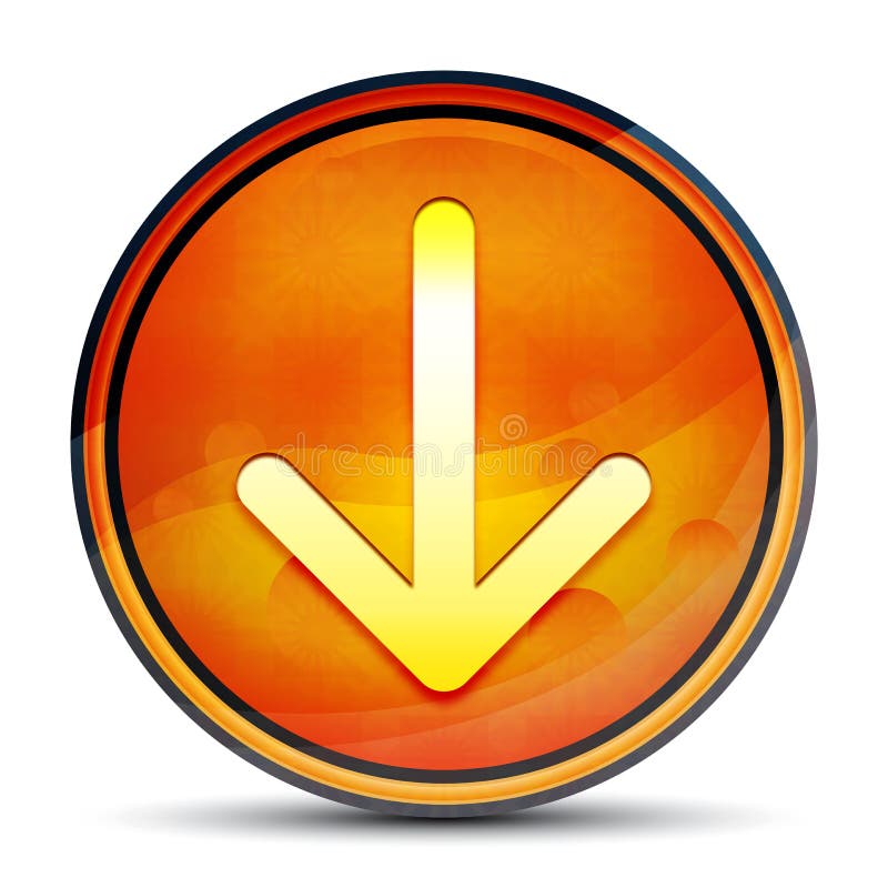 Down Arrow Icon Shiny Bright Orange Round Button Illustration Stock ...