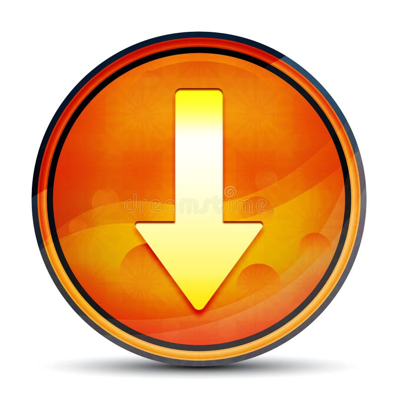 Down Arrow Icon Shiny Bright Orange Round Button Illustration Stock ...