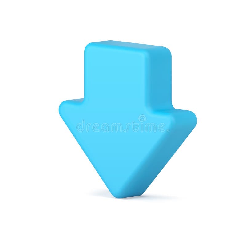 Down Arrow Pointer Downward Navigation Isometric Button Blue 3d Icon ...