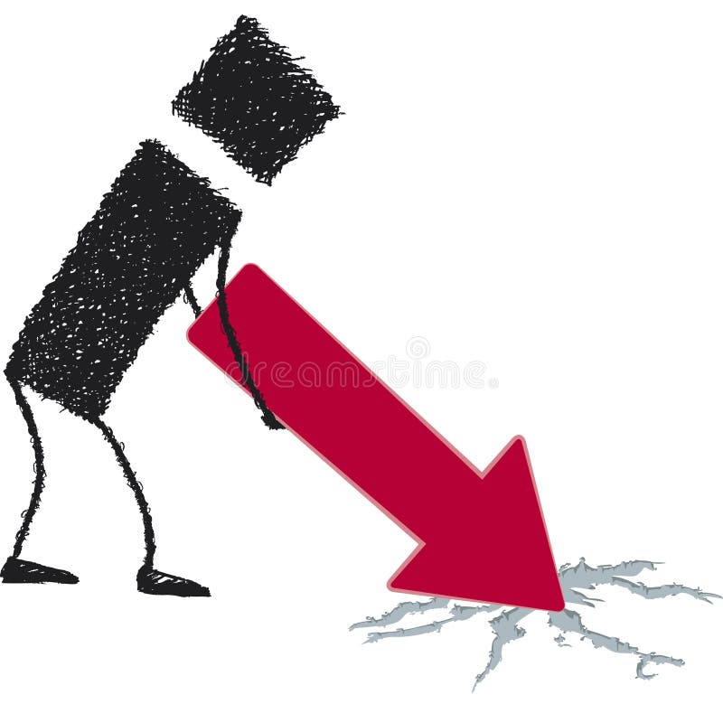 Down arrow, stick figure stock photo. Illustration of businessman ...