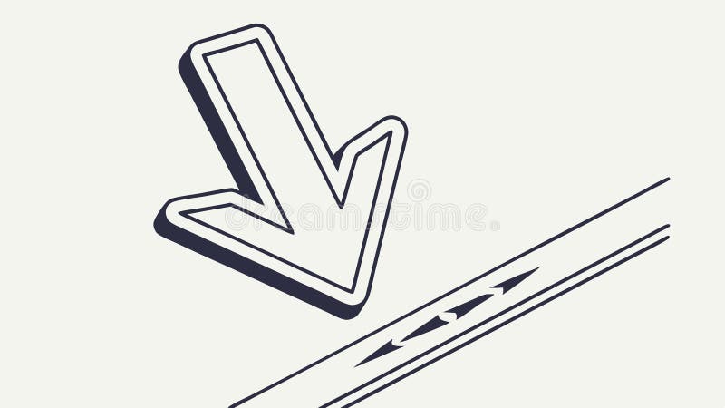 A Down Arrow on a Striped Path. a Concept of Decrease or Download ...