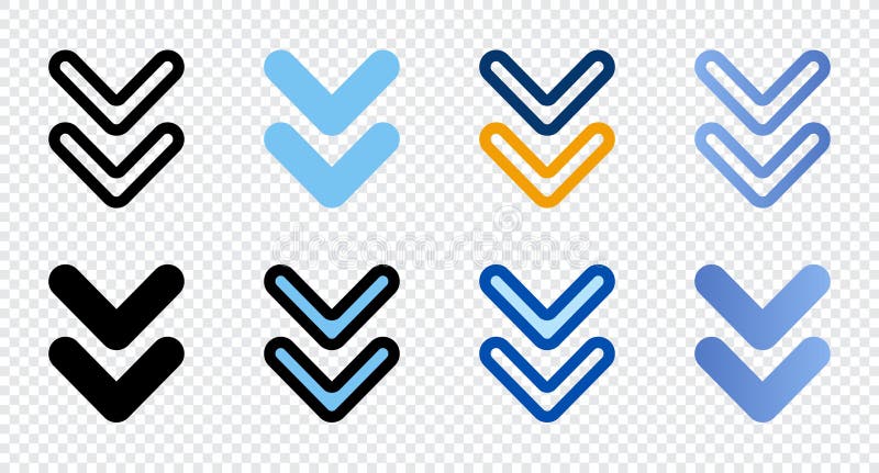 Down Arrows Icons in Different Style. Down Arrows Icons. Different Style Icons Set Stock Vector ...