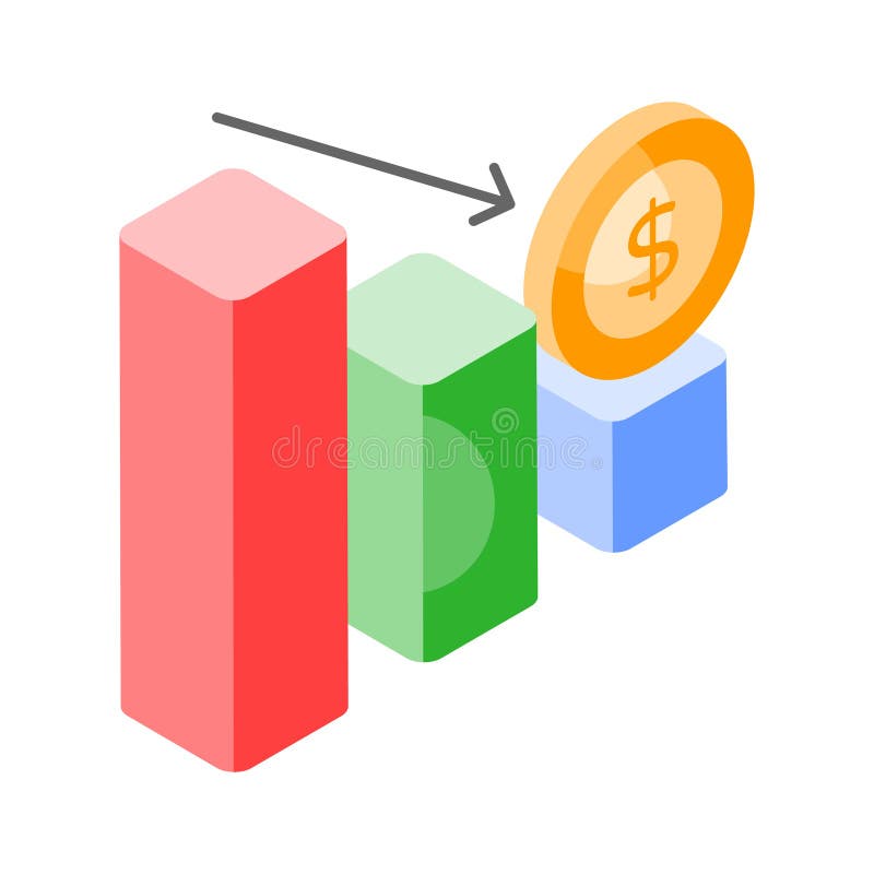 Down Chart, Financial Loss, Decrease Chart Isometric Vector Design Stock Vector - Illustration ...