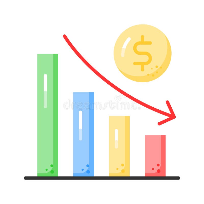 Down Chart, Financial Loss, Decrease Chart Vector Design Stock Vector - Illustration of currency ...
