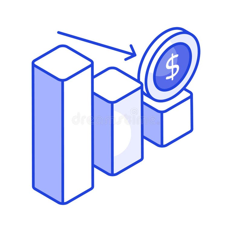 Down Chart, Financial Loss, Decrease Chart Isometric Vector Design Stock Vector - Illustration ...