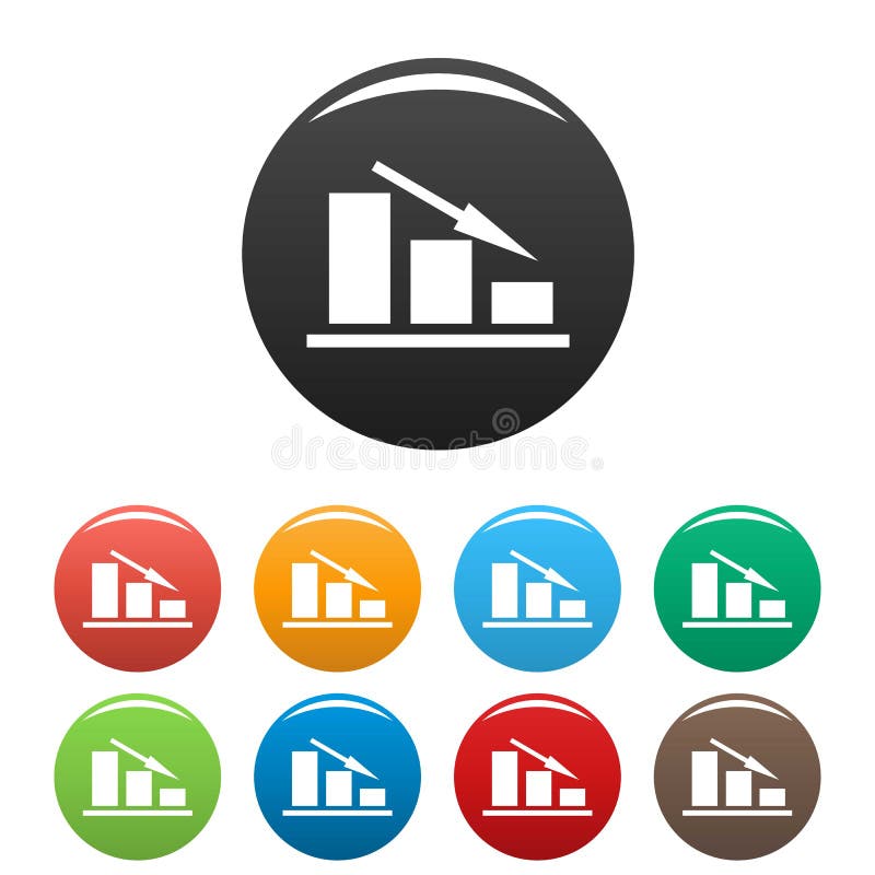 Down chart icons set stock illustration. Illustration of diagram - 122991000