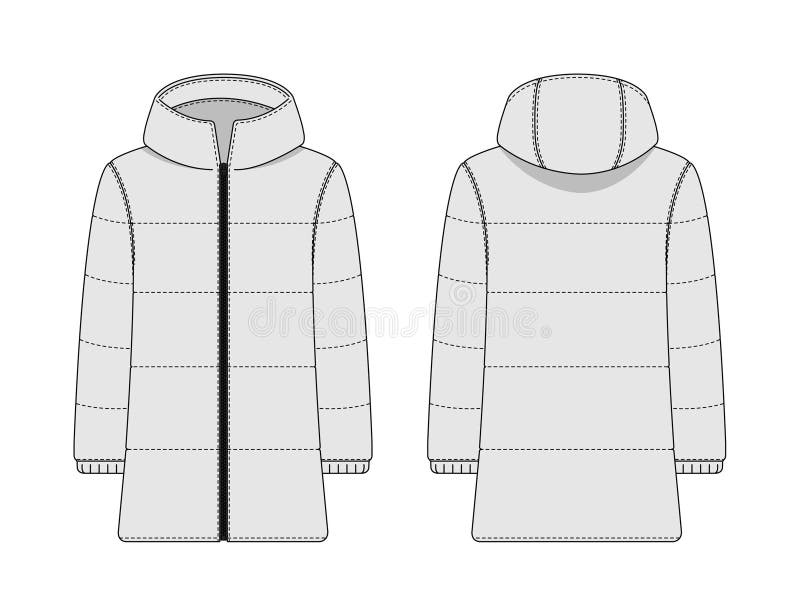 Down Coat ( Puffer Coat ) Vector Template Illustration Stock Vector ...