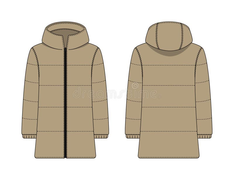 Down Coat ( Puffer Coat ) Vector Template Illustration Stock Vector ...