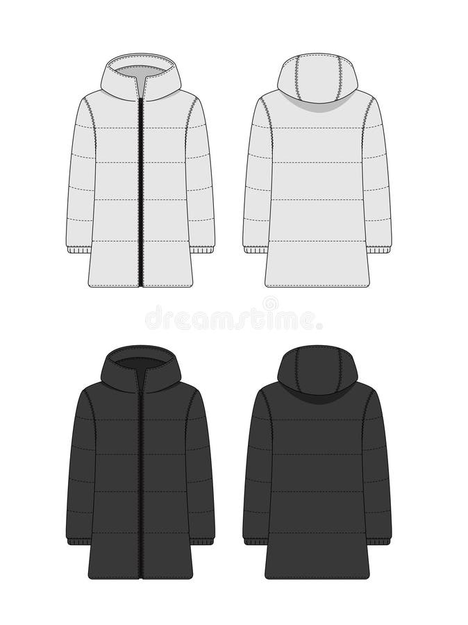 Down Coat ( Puffer Coat ) Vector Template Illustration Set Stock Vector ...