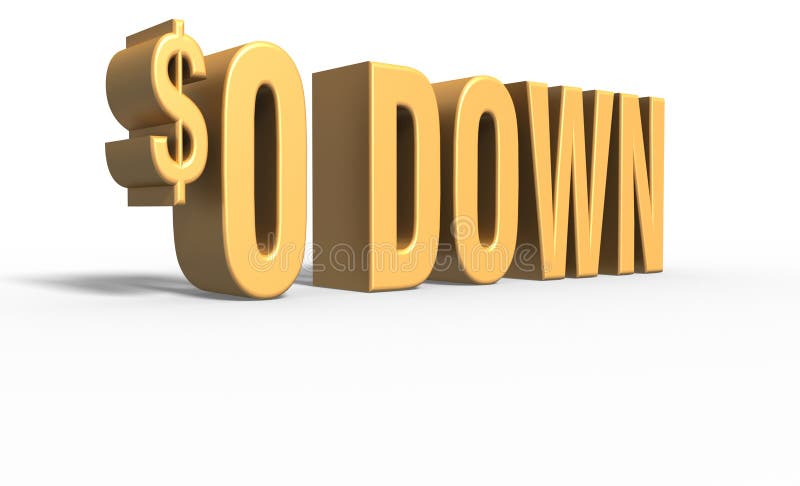 Zero Down Headline Writing. 3D Render Illustration Banner Stock ...