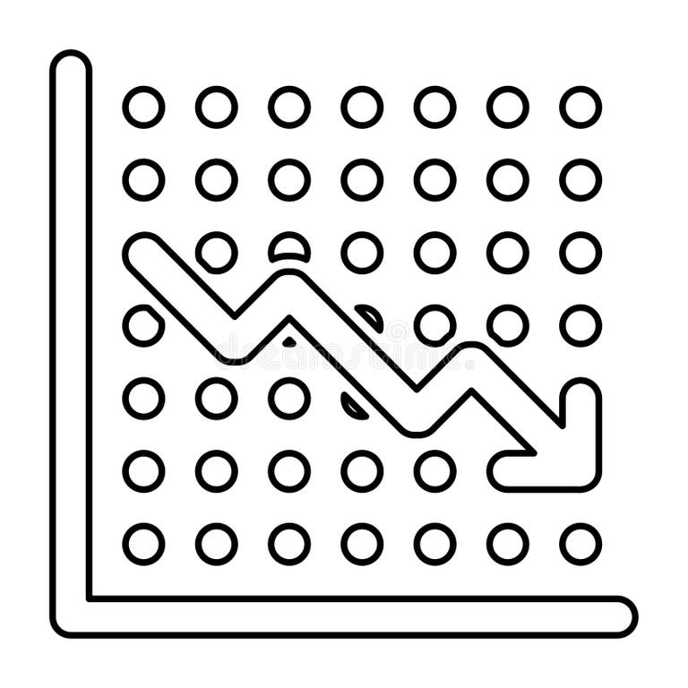 Down Fall Graph Icon in Outline Style Stock Illustration - Illustration ...