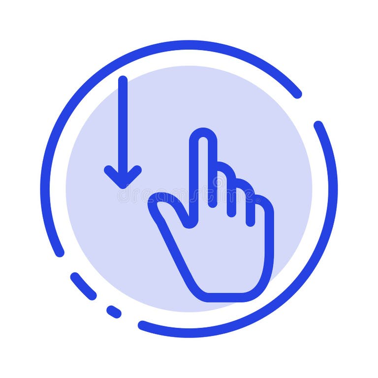 Down, Finger, Gesture, Gestures, Hand Blue Dotted Line Line Icon Stock ...