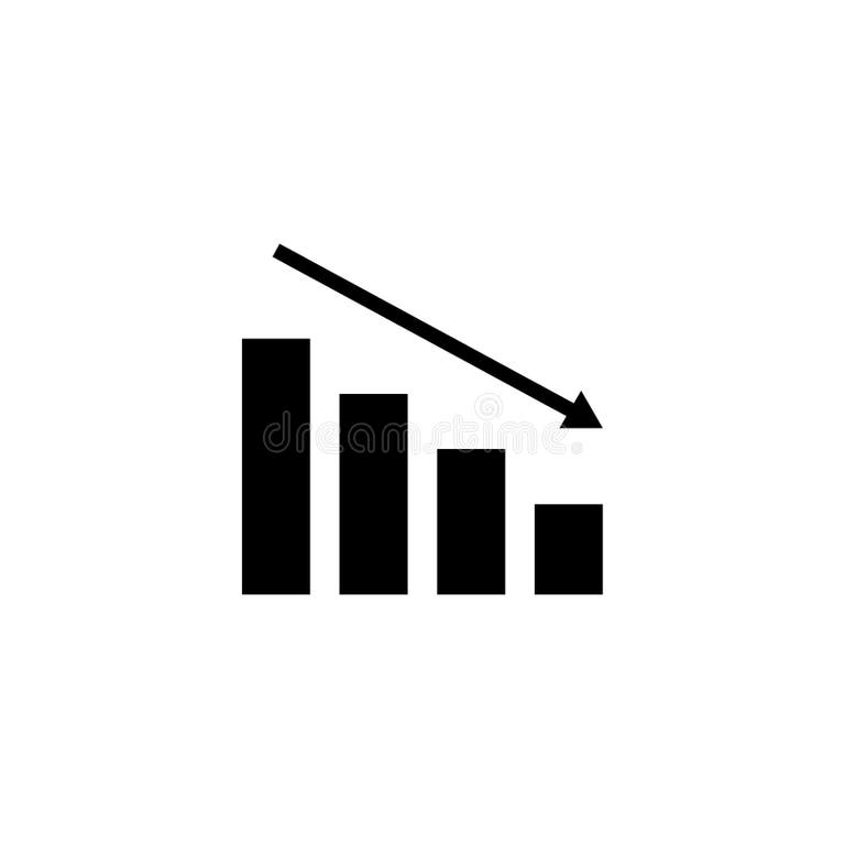 Down Graph Chart Arrow Drop Icon. Decrease Downward Vector Market Decrease Down Trend. Stock ...