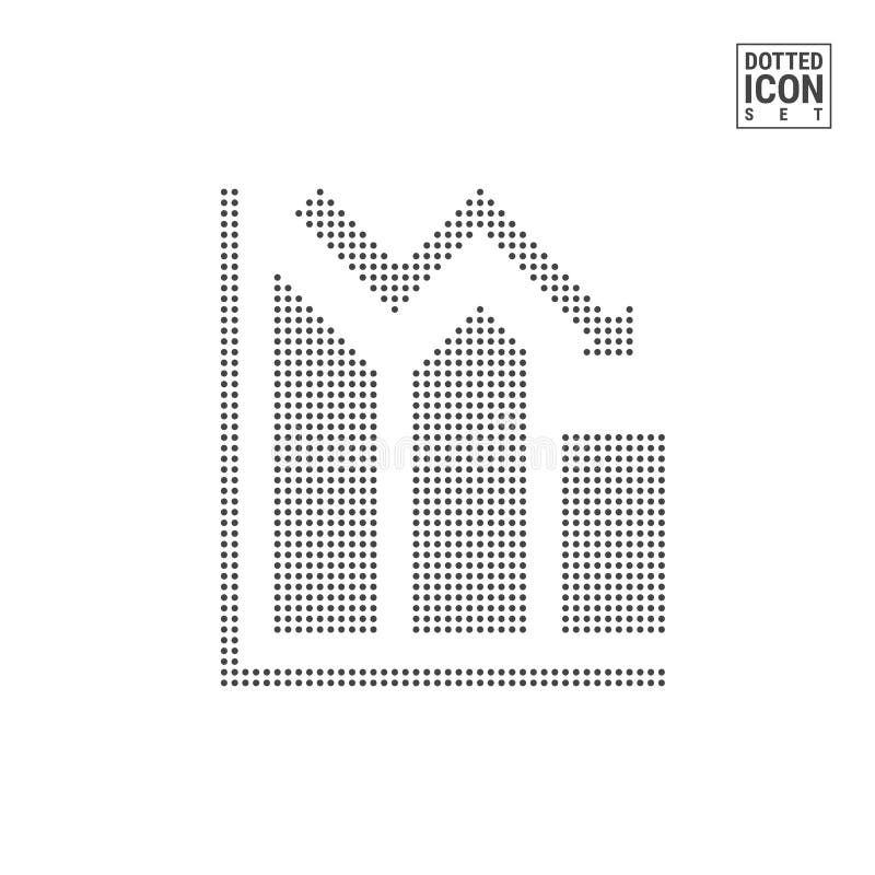 Down Graph Dot Pattern Icon. Downward Bars Chart Dotted Icon Isolated ...