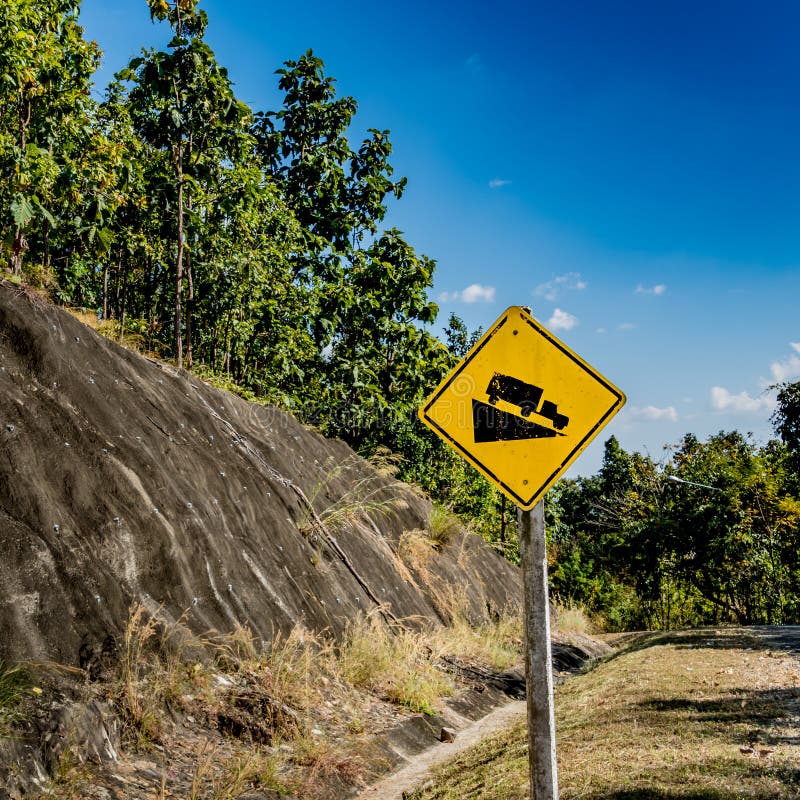 Down hill traffic sign stock photo. Image of steep, warning - 88957732